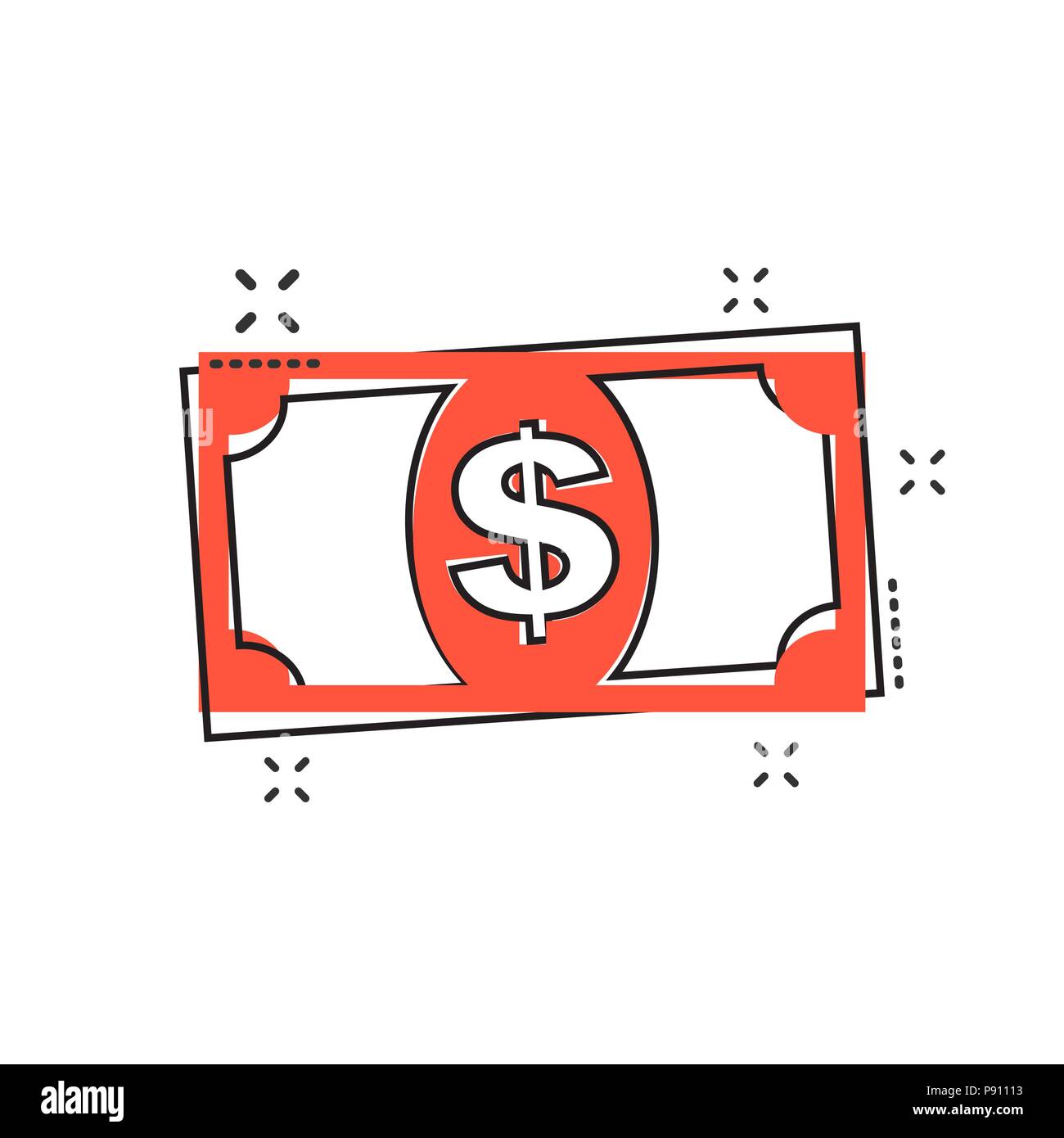 Vector cartoon dollar money icon in comic style. Dollar sign ...