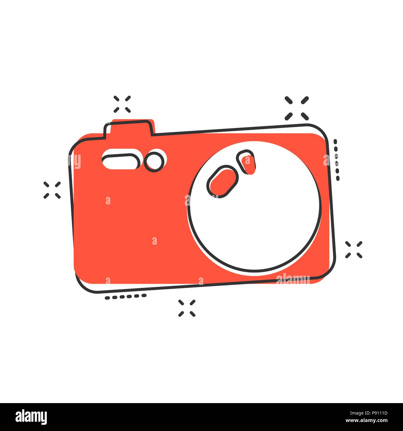 Vector cartoon photo camera icon in comic style. Photographer cam sign ...