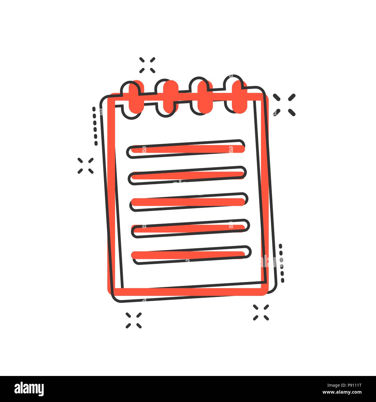 Vector cartoon document icon in comic style. Paper page sign ...