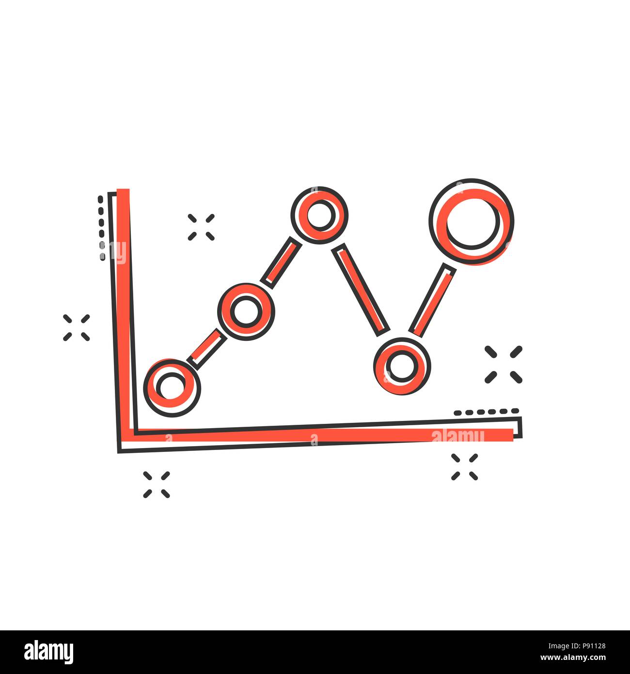 Vector cartoon business graph icon in comic style. Chart sign ...