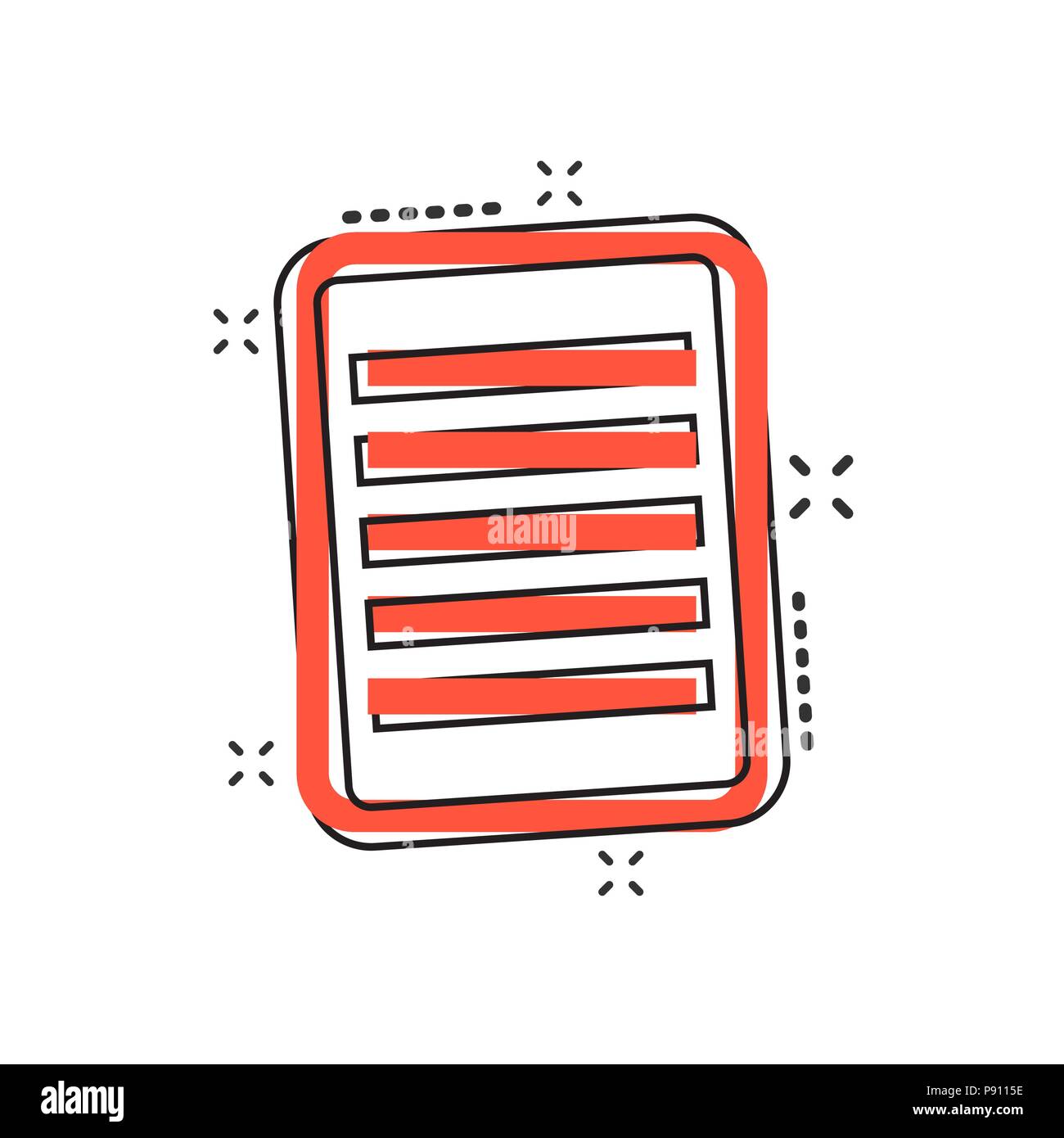 Vector cartoon document icon in comic style. Note sign illustration ...
