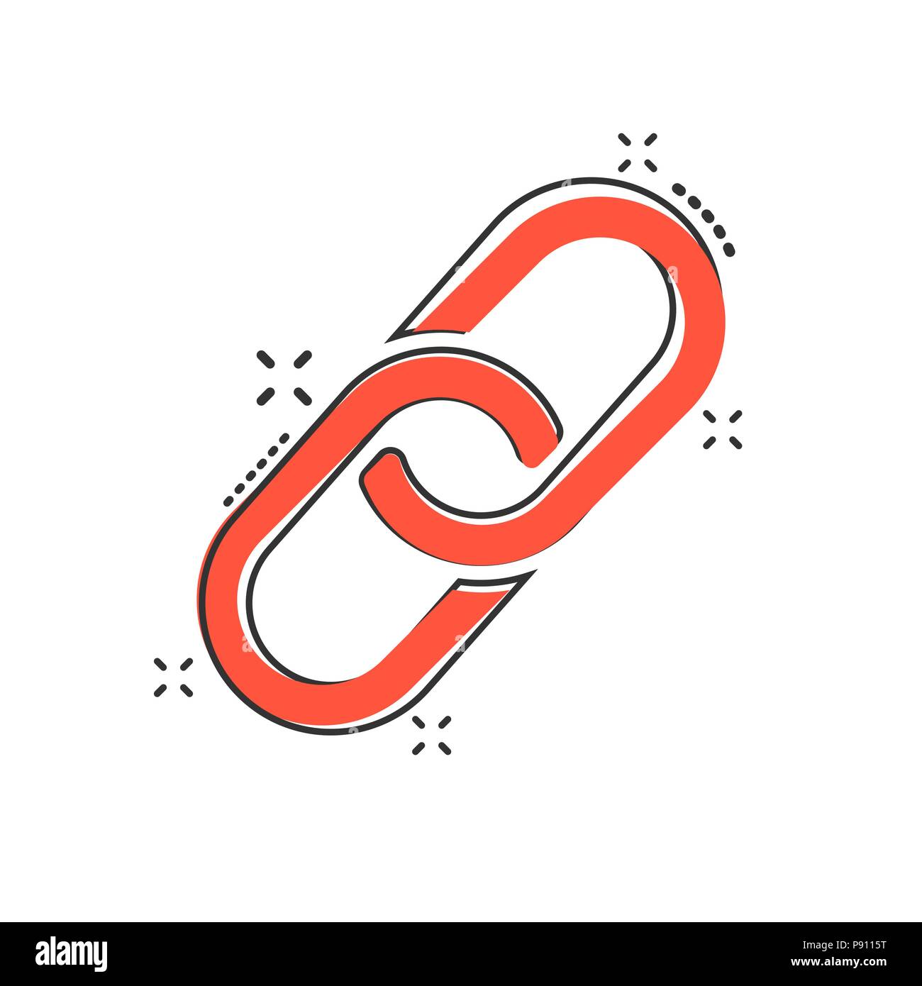 Vector cartoon chain icon in comic style. Connection sign illustration ...