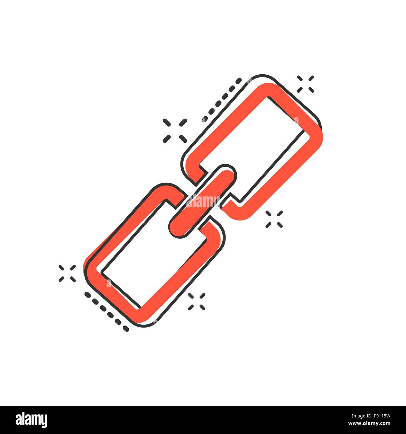 Vector cartoon chain icon in comic style. Connection sign illustration ...