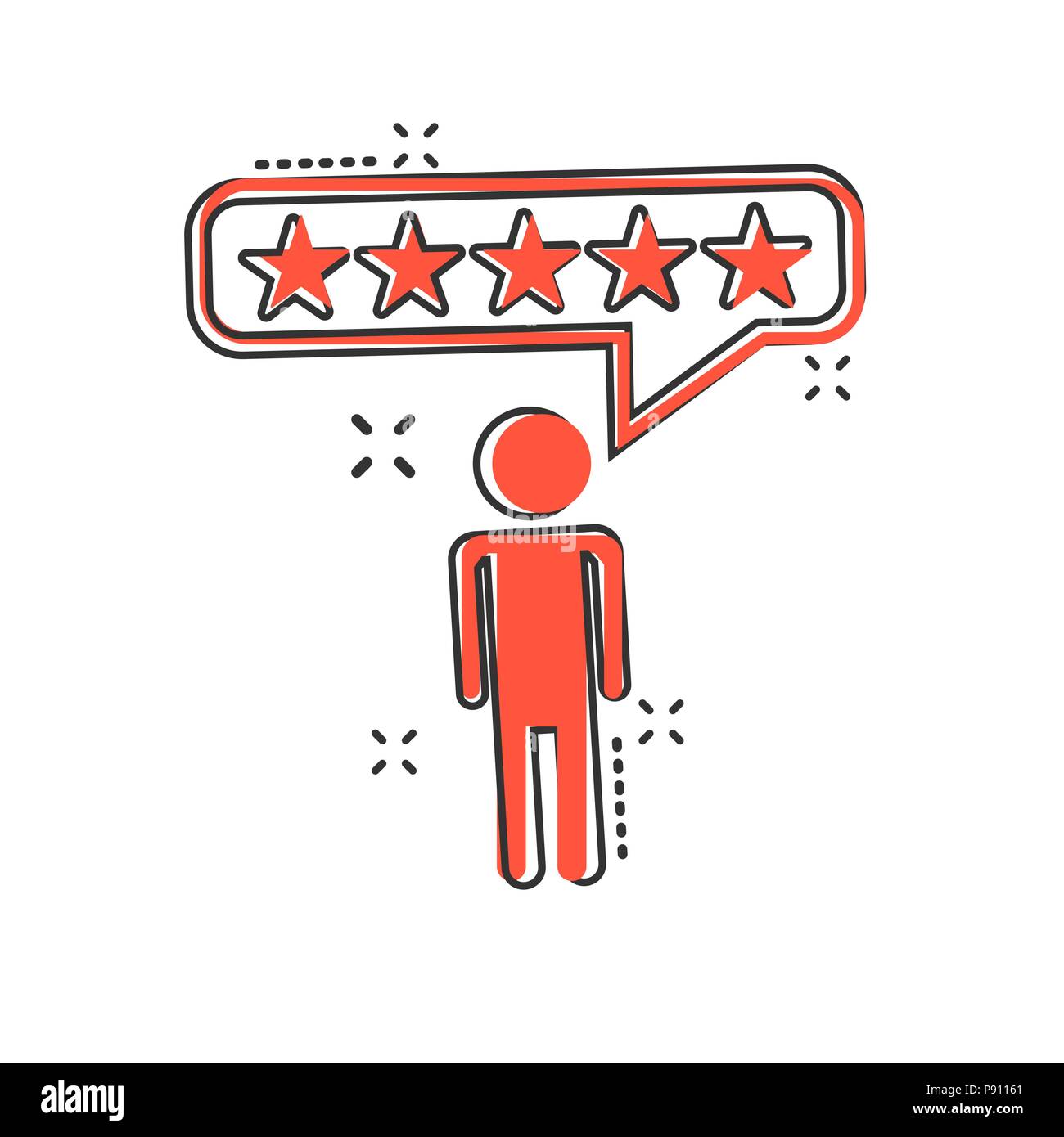 Vector cartoon customer reviews, user feedback icon in comic style ...