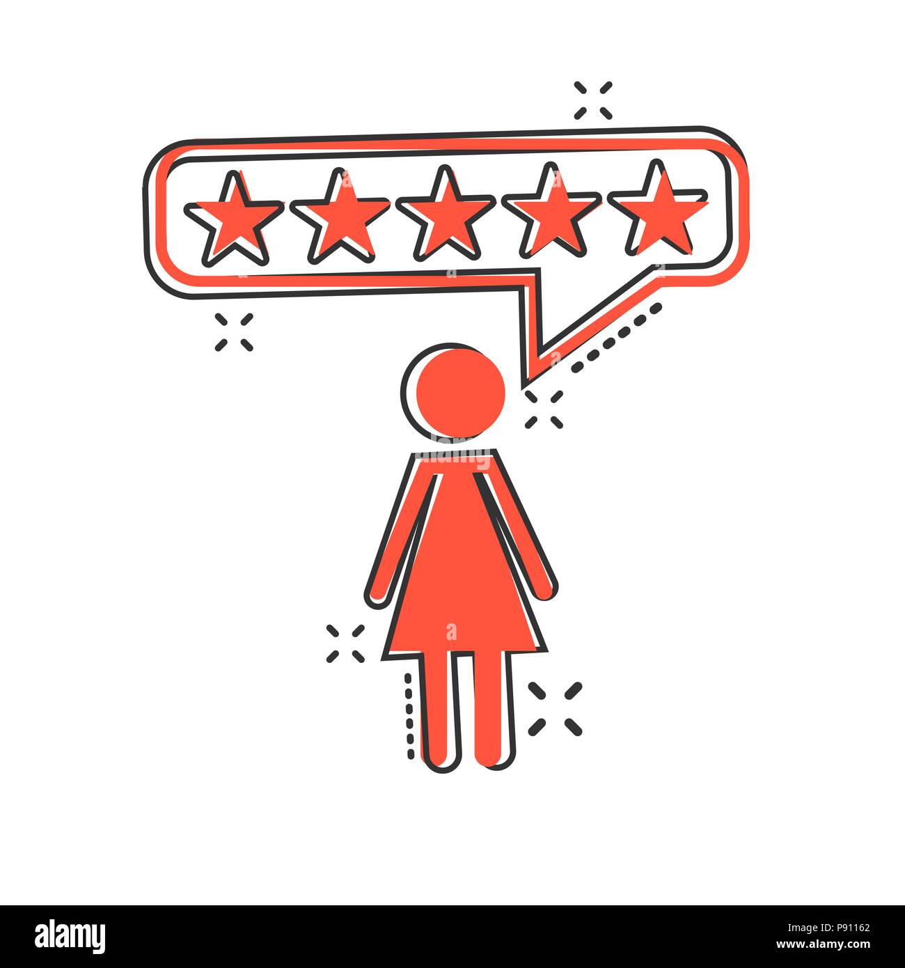 Vector cartoon customer reviews, user feedback icon in comic style ...