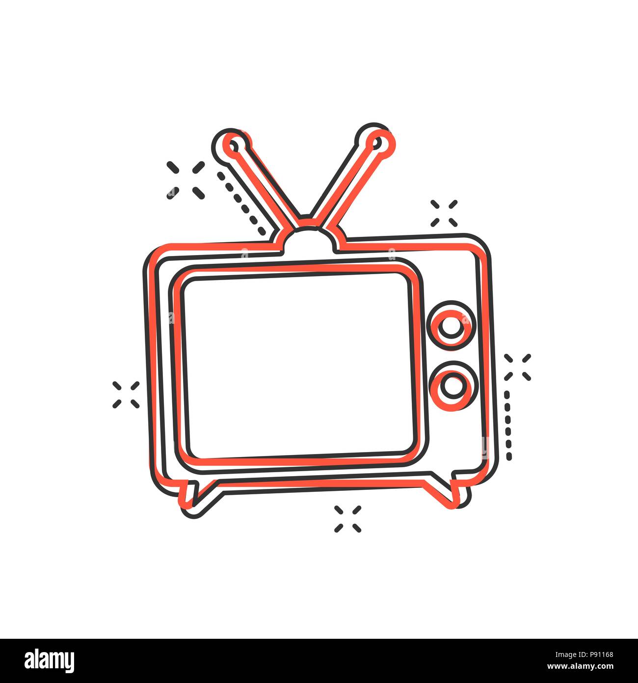 Vector cartoon Tv icon in comic style. Television sign illustration ...