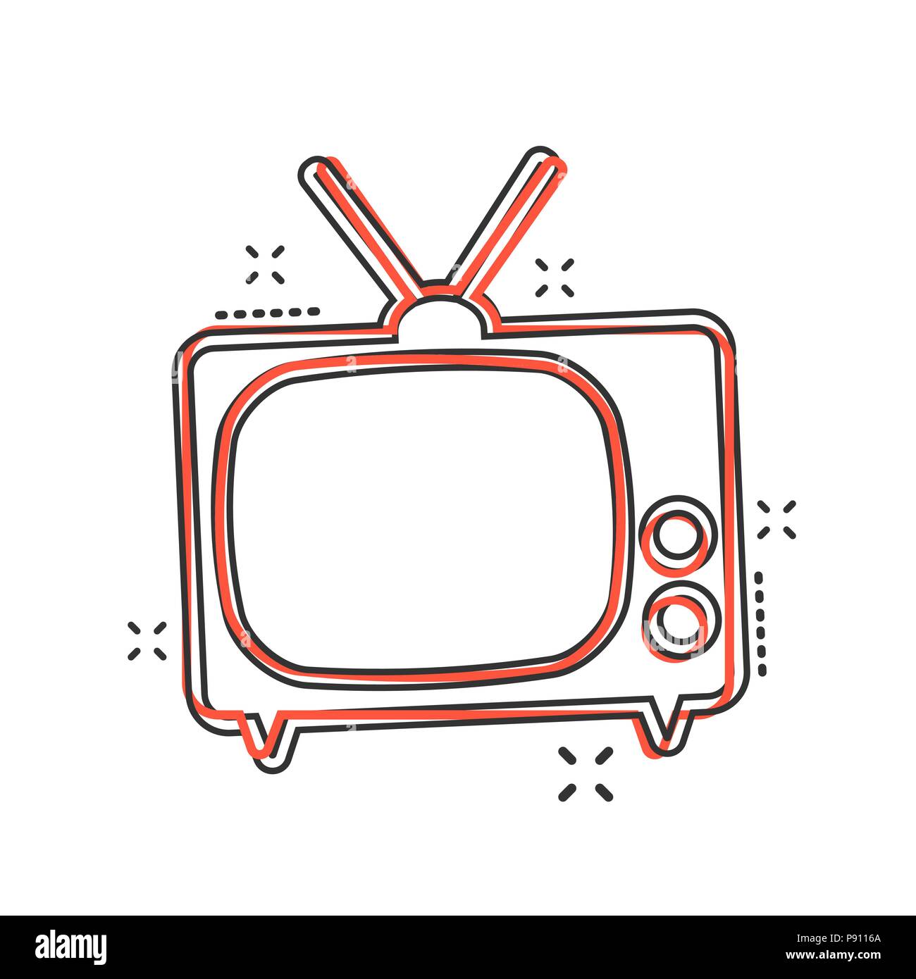 Vector cartoon Tv icon in comic style. Television sign illustration ...