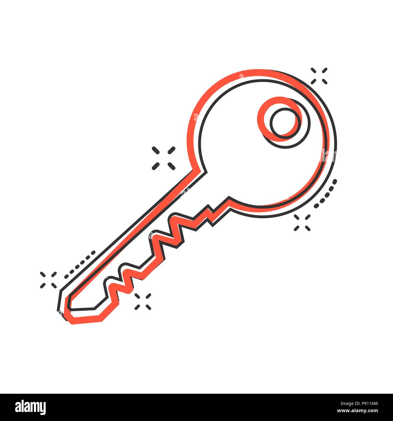 Vector cartoon key icon in comic style. Unlock sign illustration ...