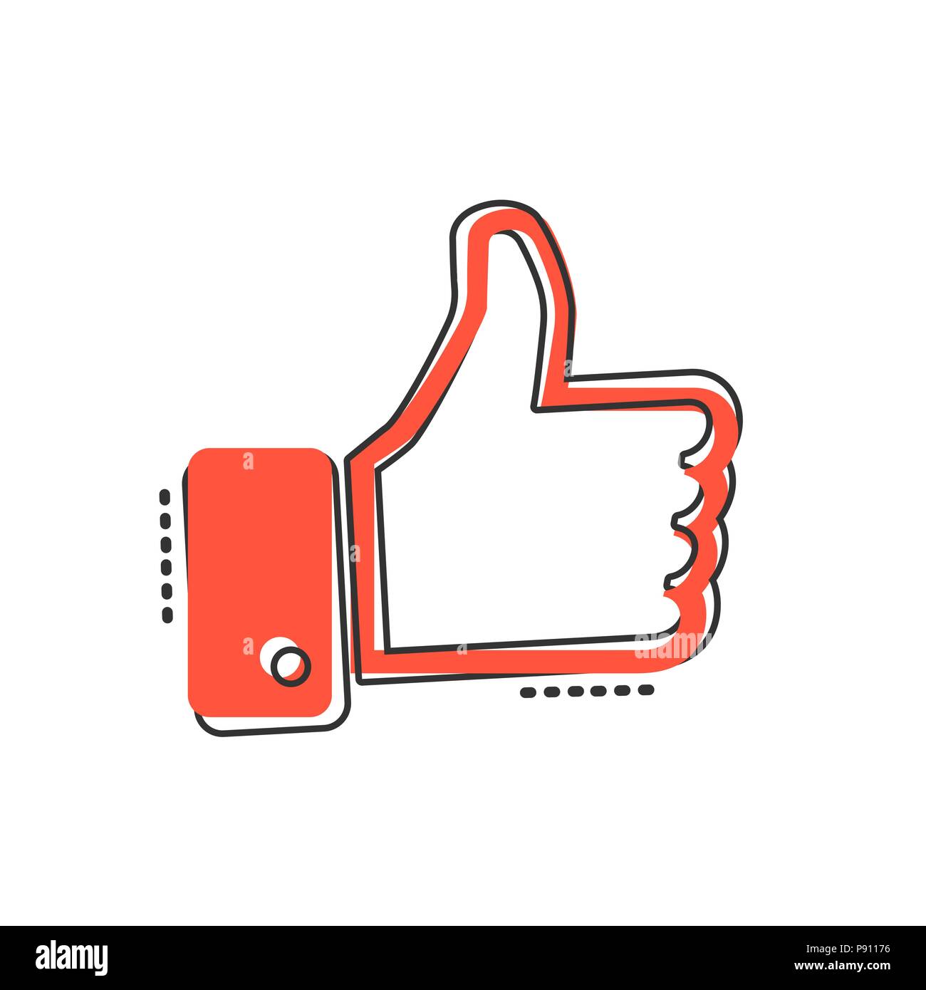 Vector cartoon like icon in comic style. Thumb up sign illustration ...
