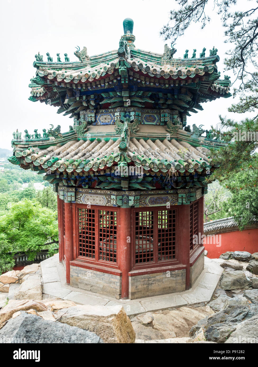 Octagonal Pagoda at Summer Palace, Beijing, China Stock Photo - Alamy