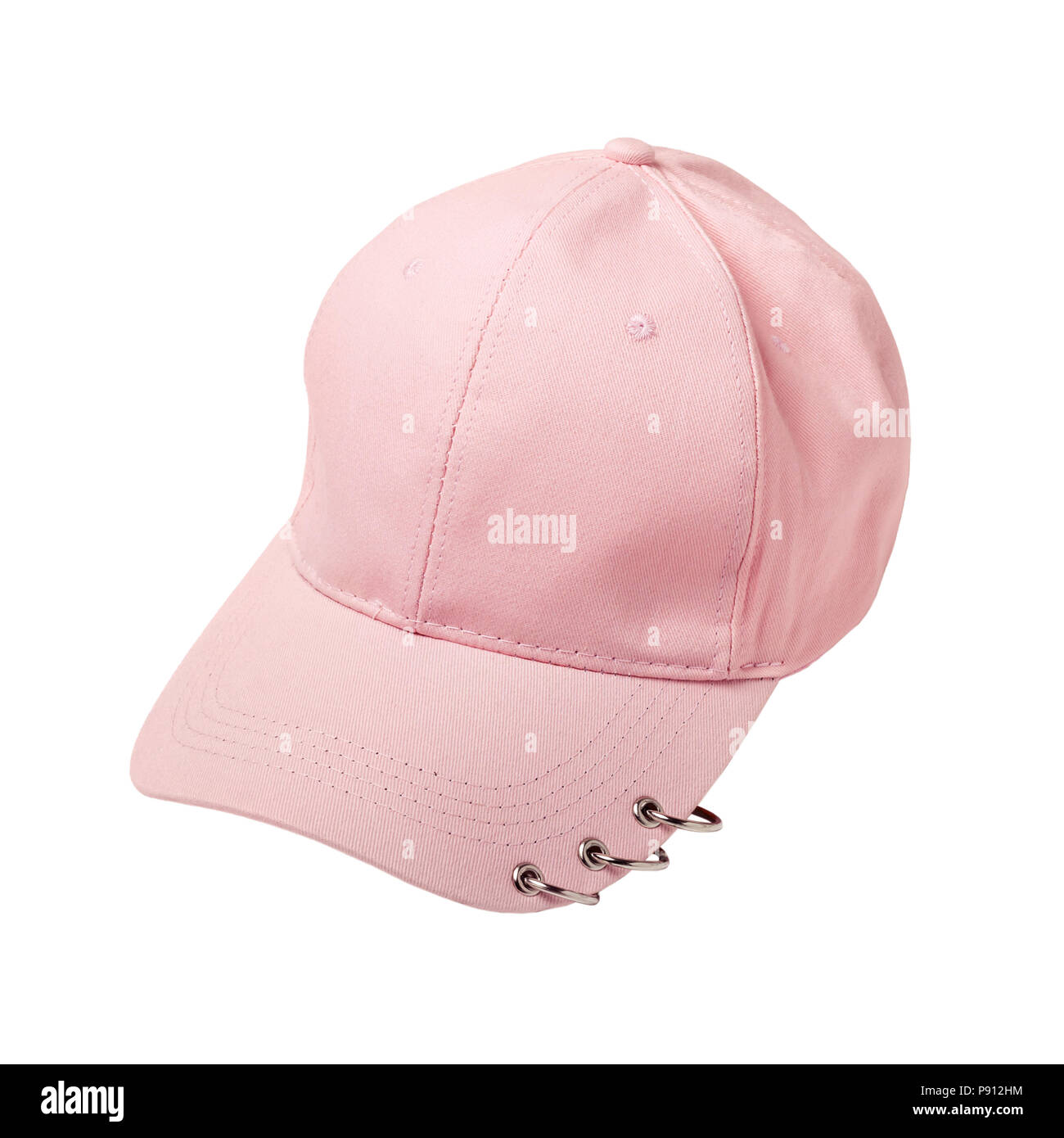 Blank pink baseball cap with rings isolated on white Stock Photo - Alamy