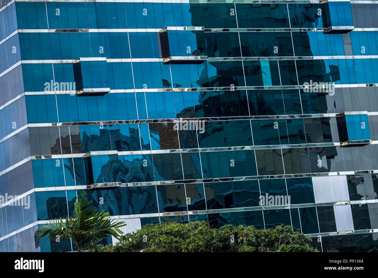 Modern Commercial Skyscraper Office Building Glass Facade Closeup ...