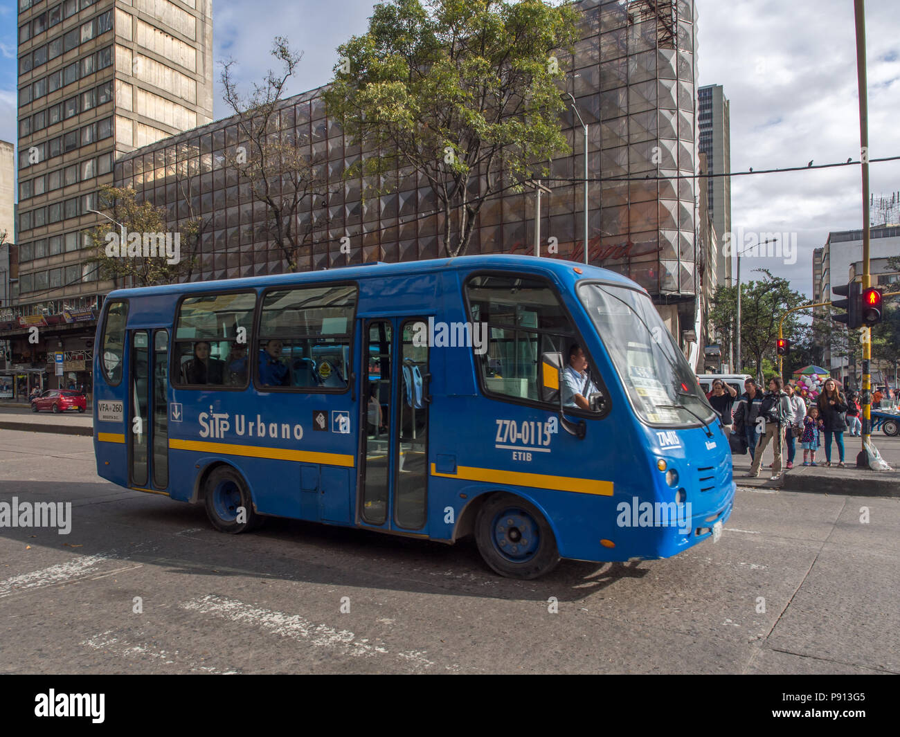 Bogota, Colombia - May 01, 2016:Blue bus on the streets of Bogota Stock ...