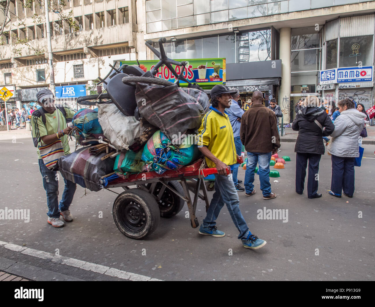 Bogota, Colombia - May 01, 2016: People with all their belongings ...
