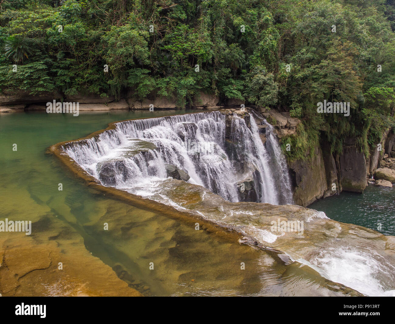 Shifen waterfall in the Pingxi District in New Taipei. Keelung River ...