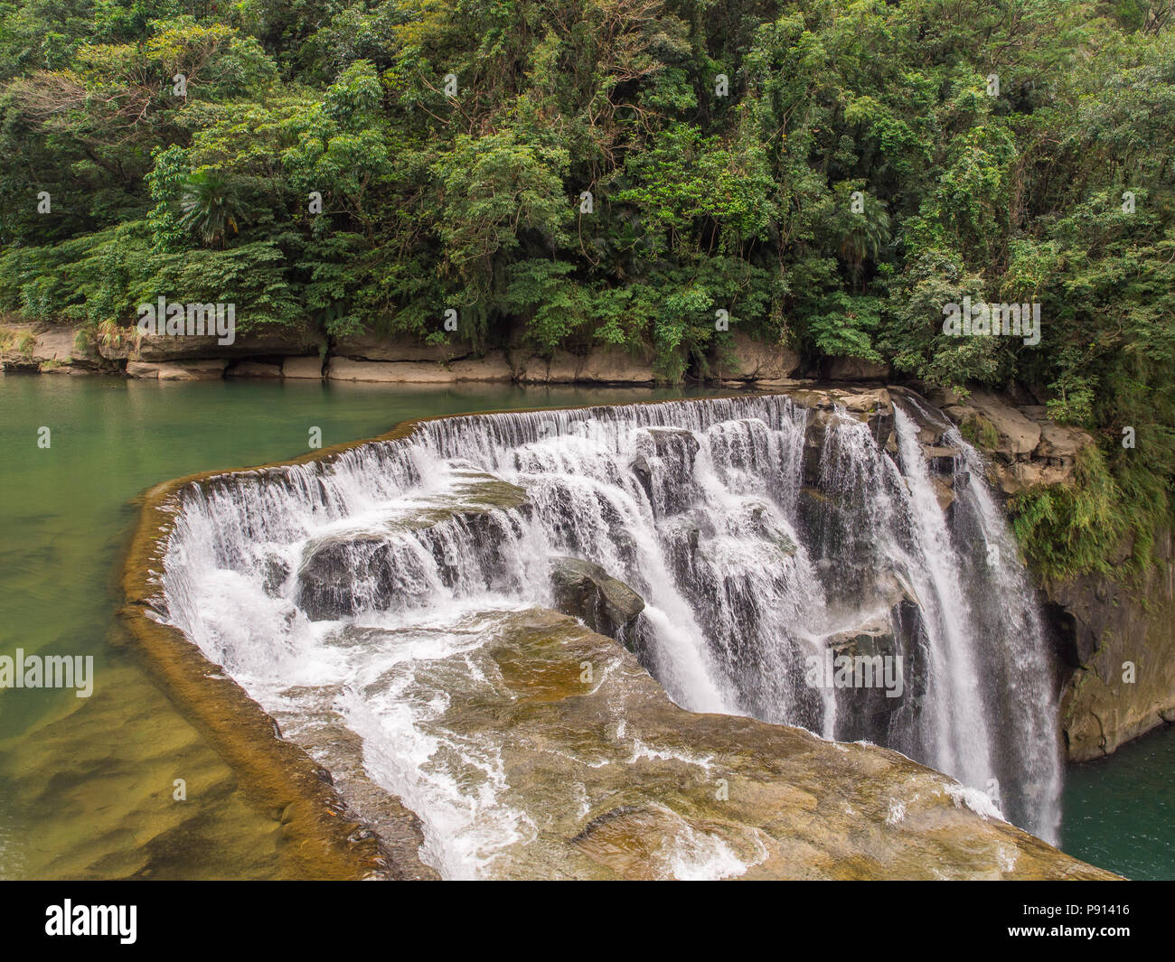 Shifen waterfall in the Pingxi District in New Taipei. Keelung River ...