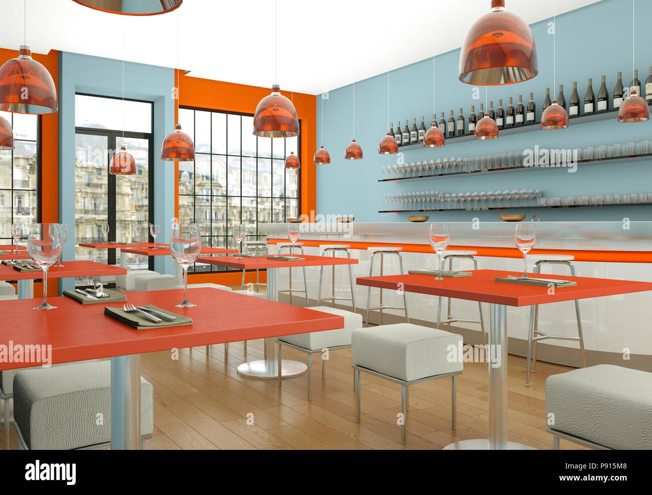 modern coffee restaurant indoor with furniture Stock Photo - Alamy