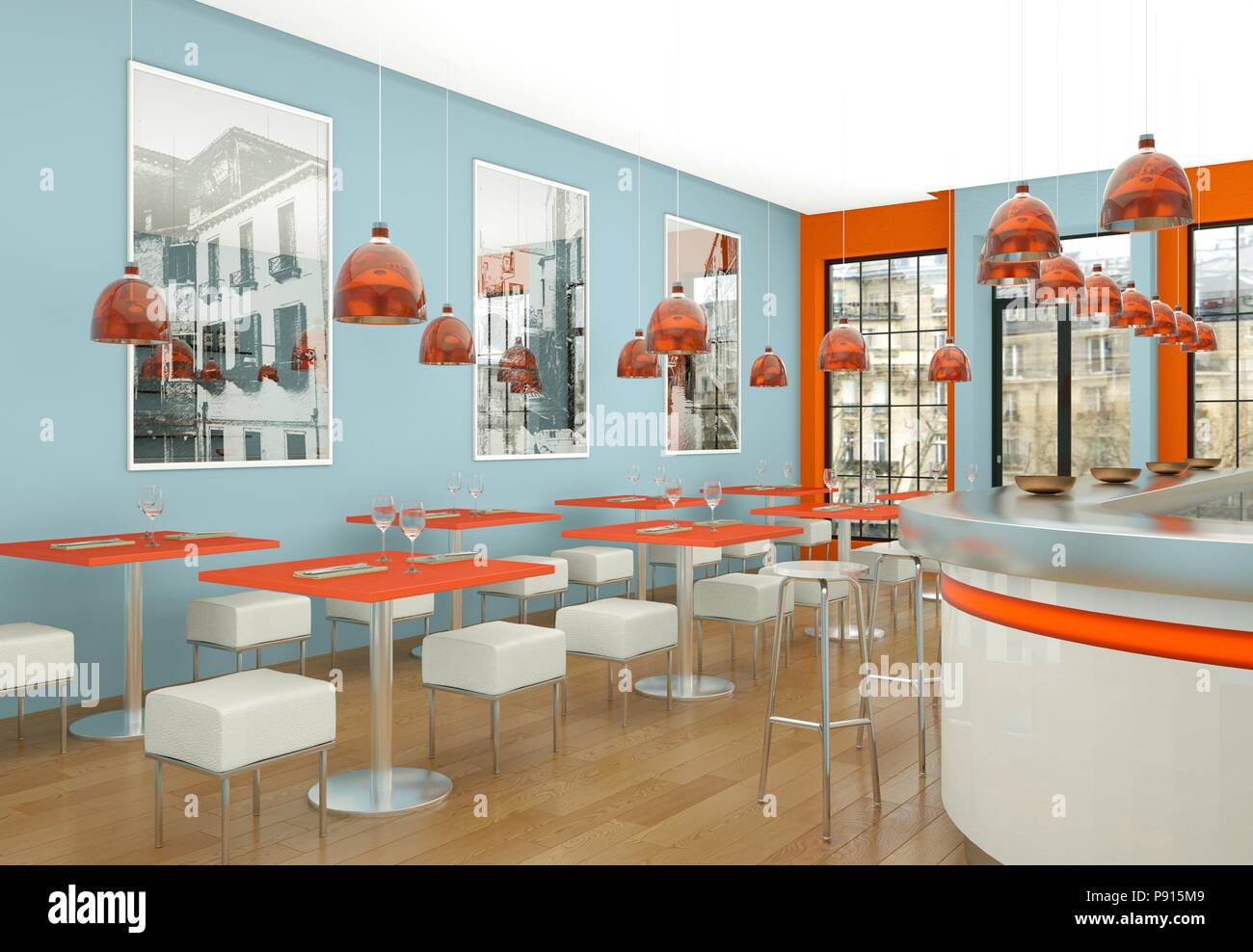 modern coffee restaurant indoor with furniture Stock Photo - Alamy