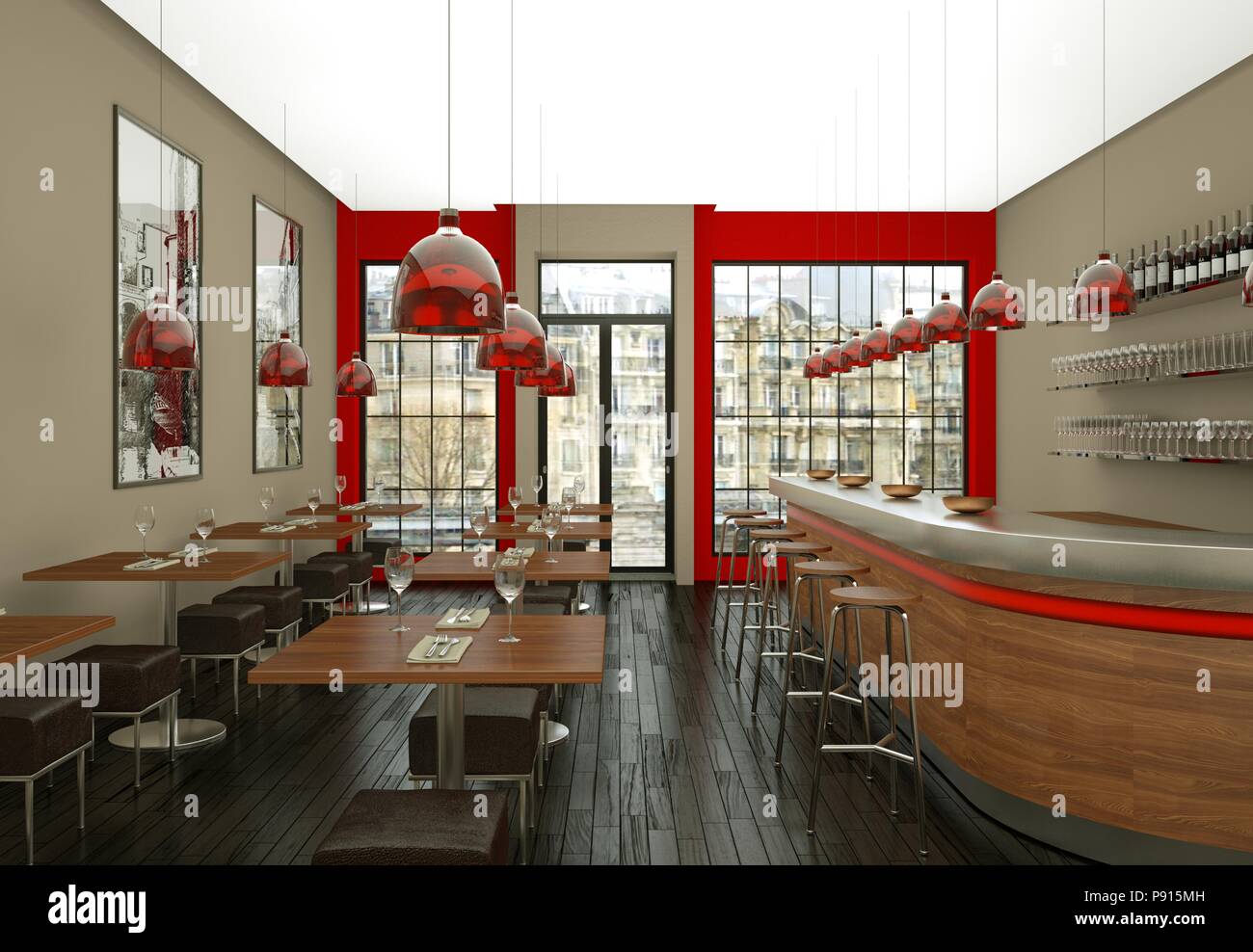 coffee restaurant indoor with wooden furniture Stock Photo - Alamy