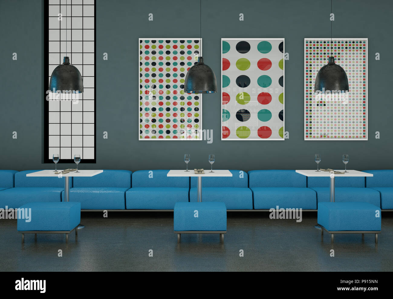 modern blue coffee restaurant indoor with furniture Stock Photo - Alamy