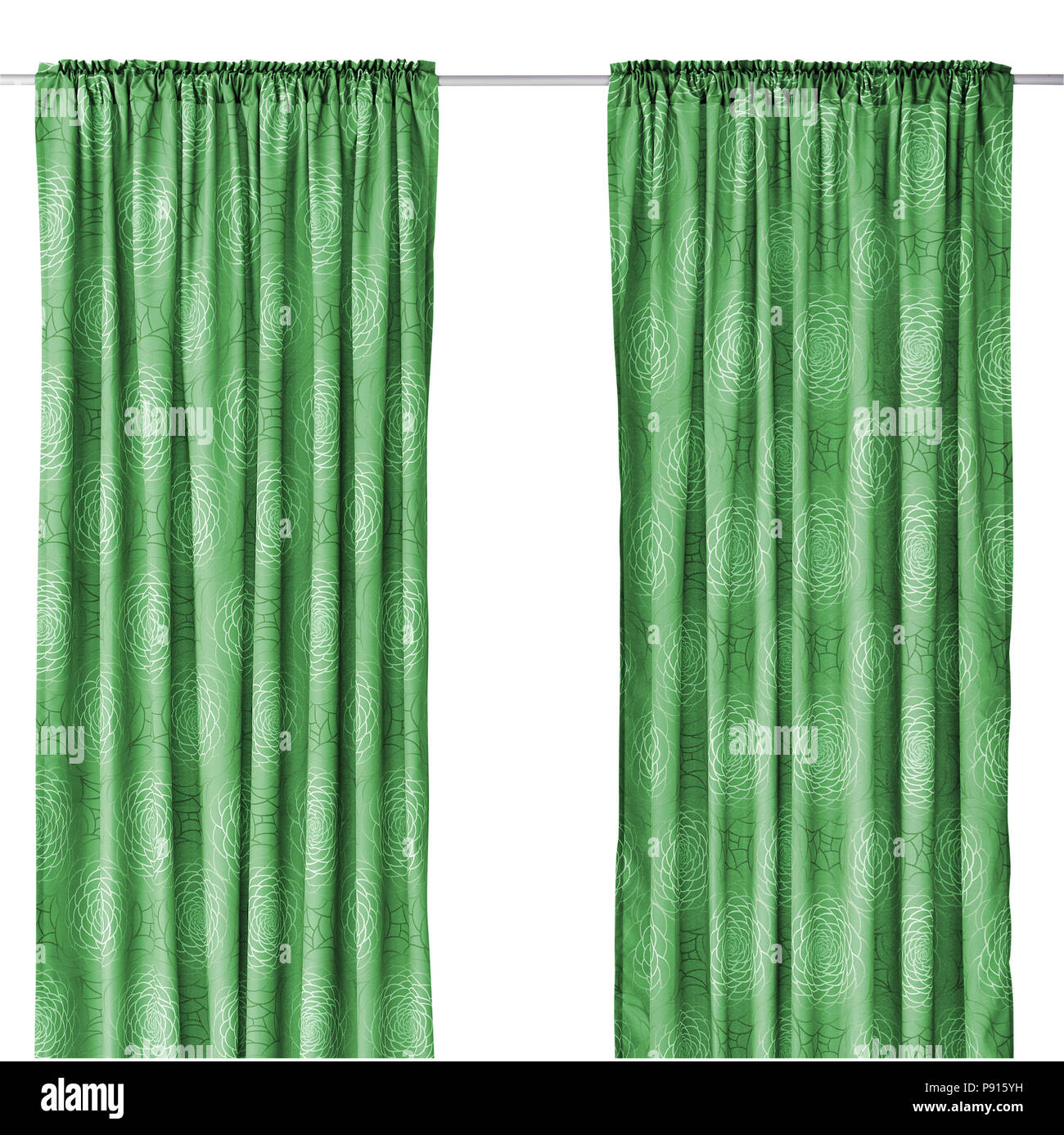 Texture green curtain fabric Cut Out Stock Images & Pictures - Alamy
