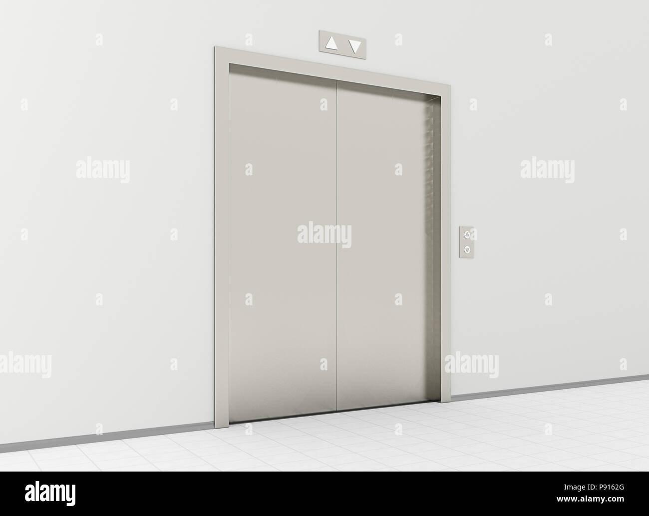 Closed elevator in office lobby. 3d render Stock Photo - Alamy