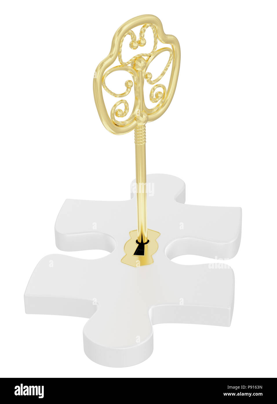 3d golden puzzle piece Cut Out Stock Images & Pictures - Alamy