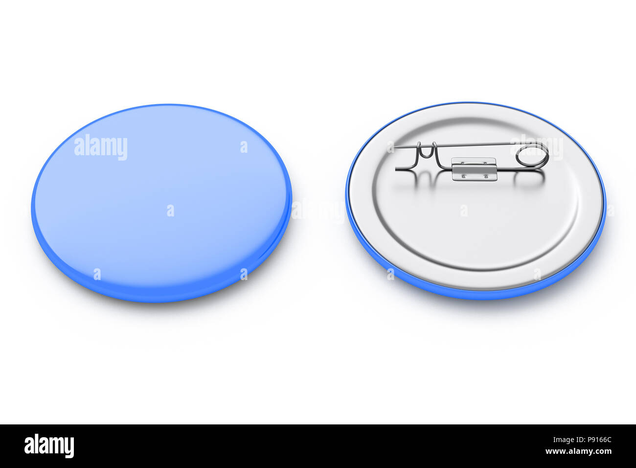 Blank blue pin badge brooch isolated on background. Include clipping ...