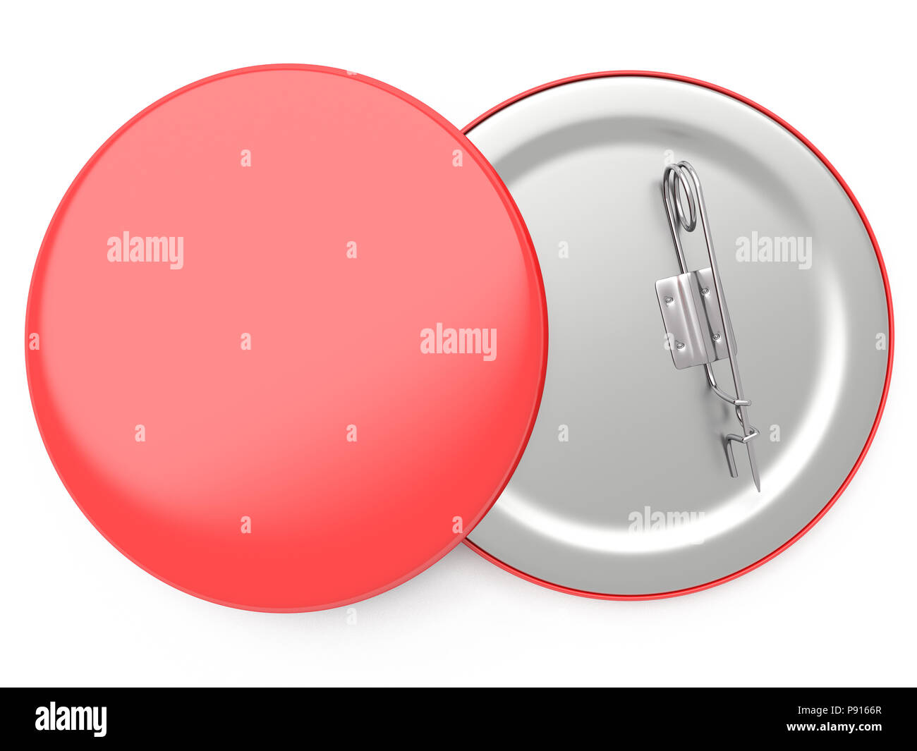 Blank red pin badge brooch isolated. Include clipping path. 3d render ...