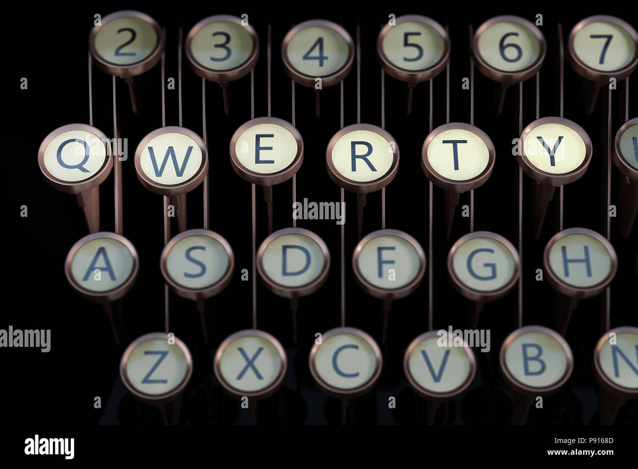 Qwerty typewriter keys. 3d render Stock Photo - Alamy