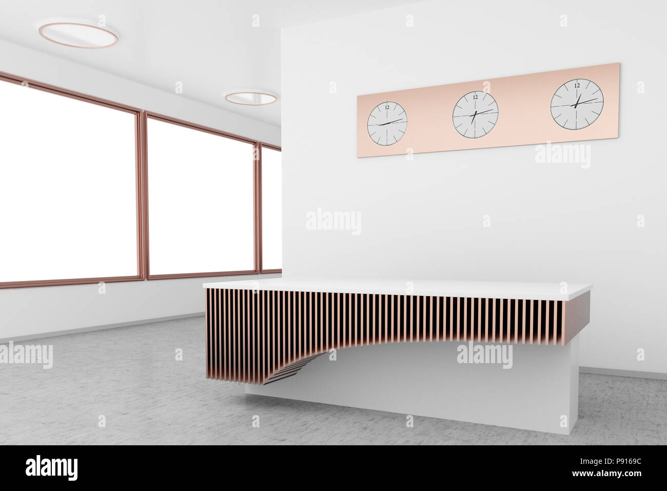 White office lobby with a empty reception desk. 3d render Stock Photo ...