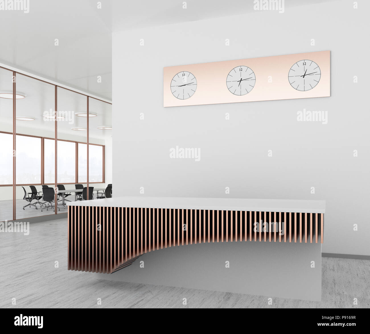 White office lobby with a empty reception desk. 3d render Stock Photo ...
