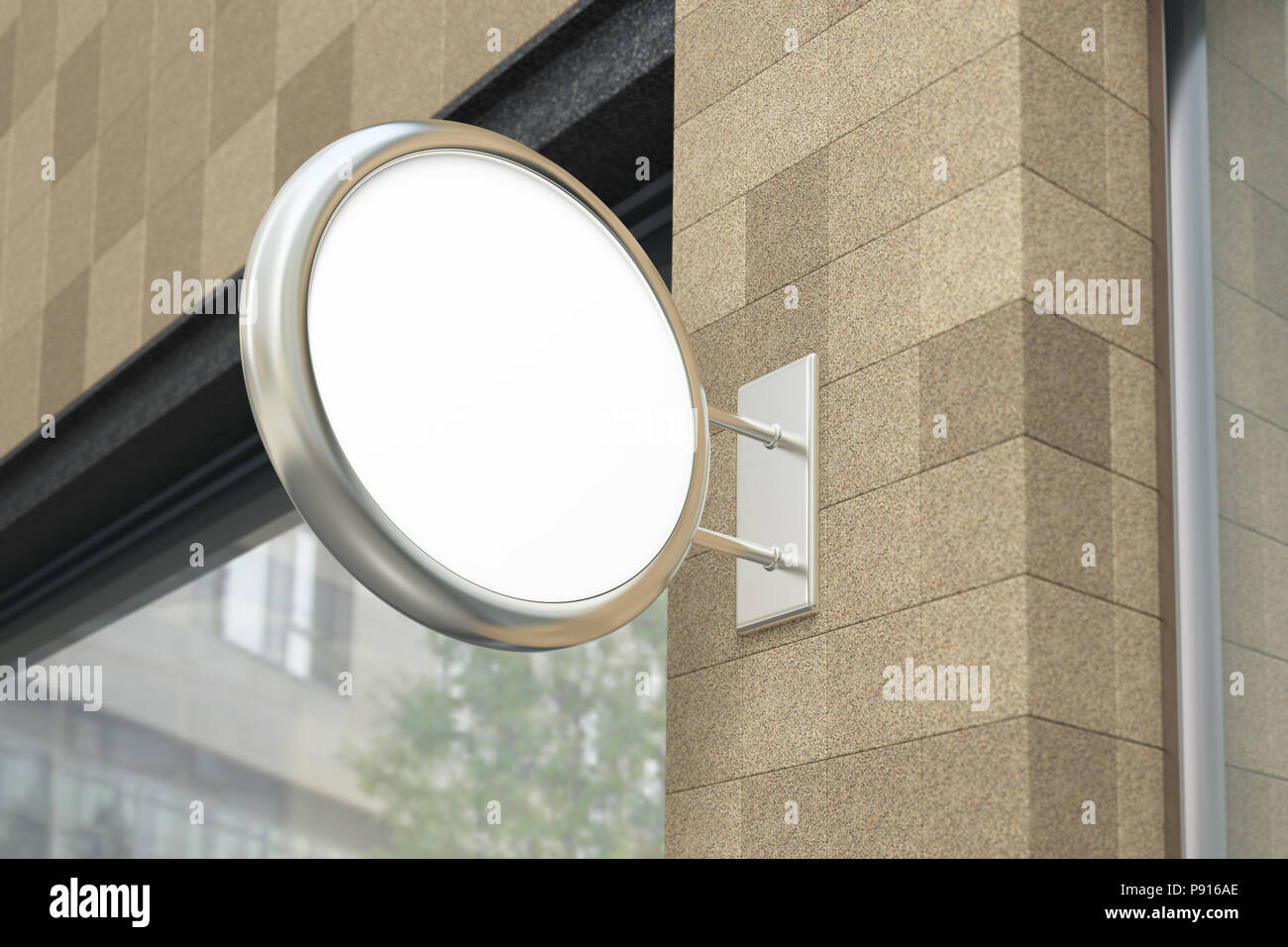 Blank round shop sign. Mock up 3d render Stock Photo - Alamy