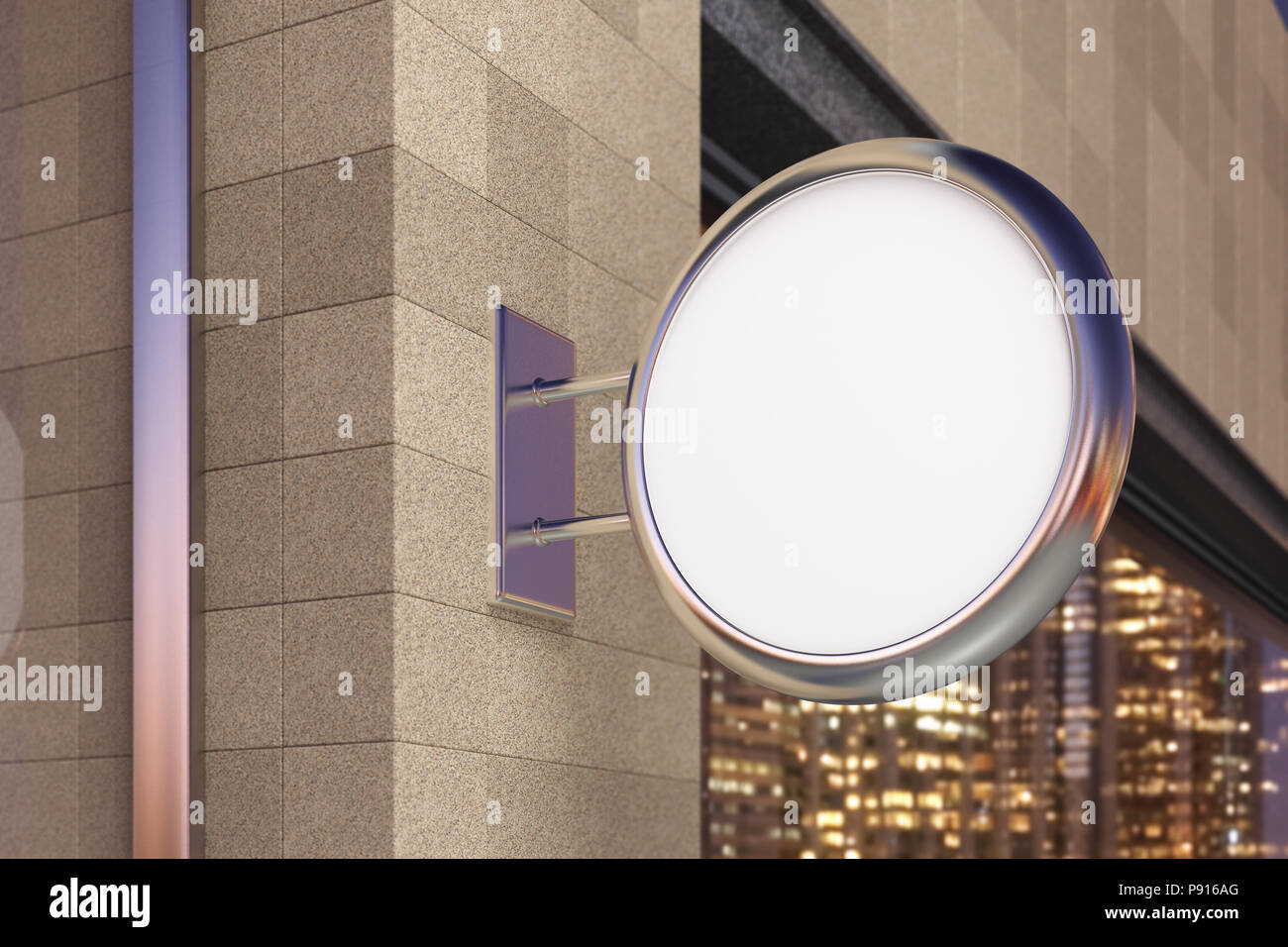 Blank round shop sign. Mock up 3d render Stock Photo - Alamy