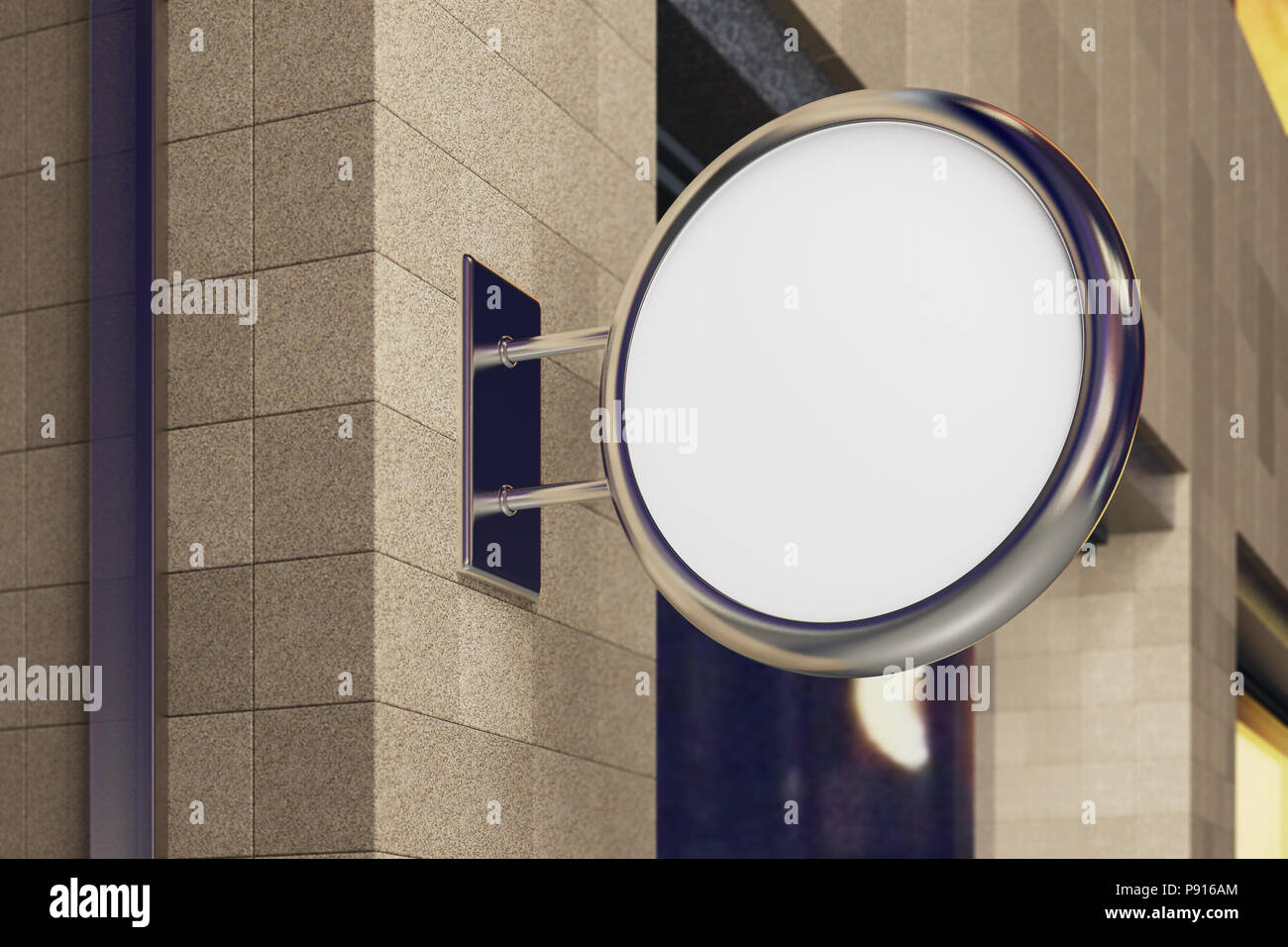 Blank round shop sign. Mock up 3d render Stock Photo - Alamy