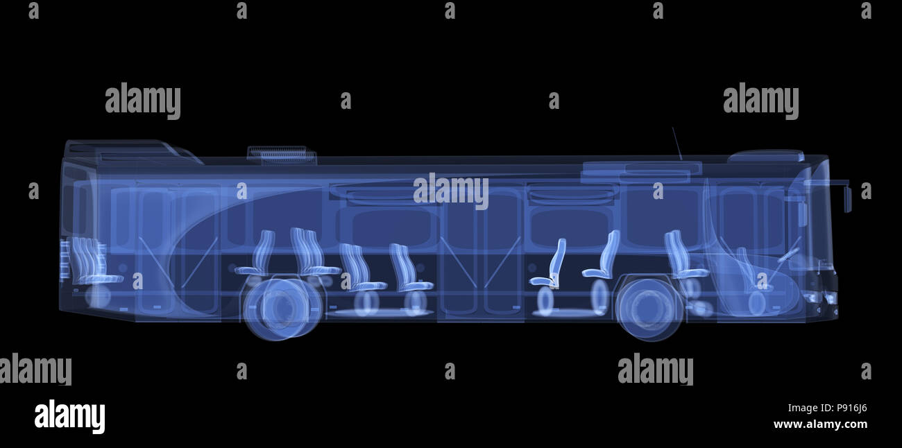 X-ray bus isolated on black. 3d render Stock Photo - Alamy
