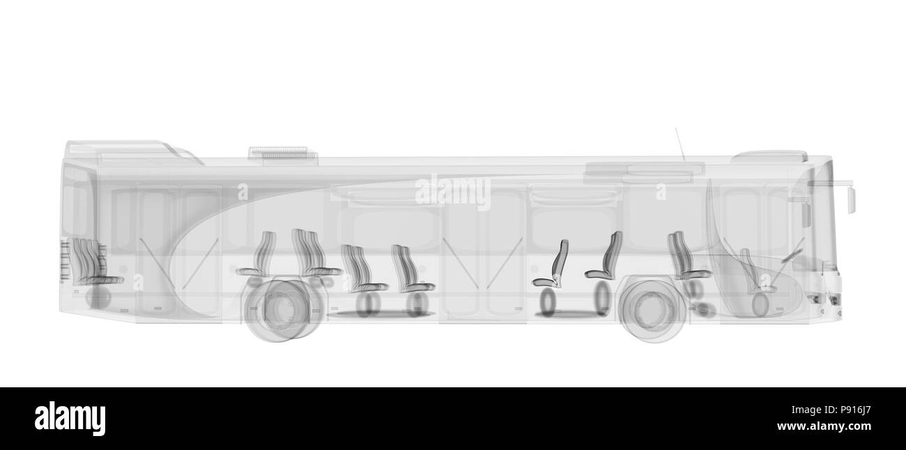 X-ray bus isolated on white. 3d render Stock Photo - Alamy