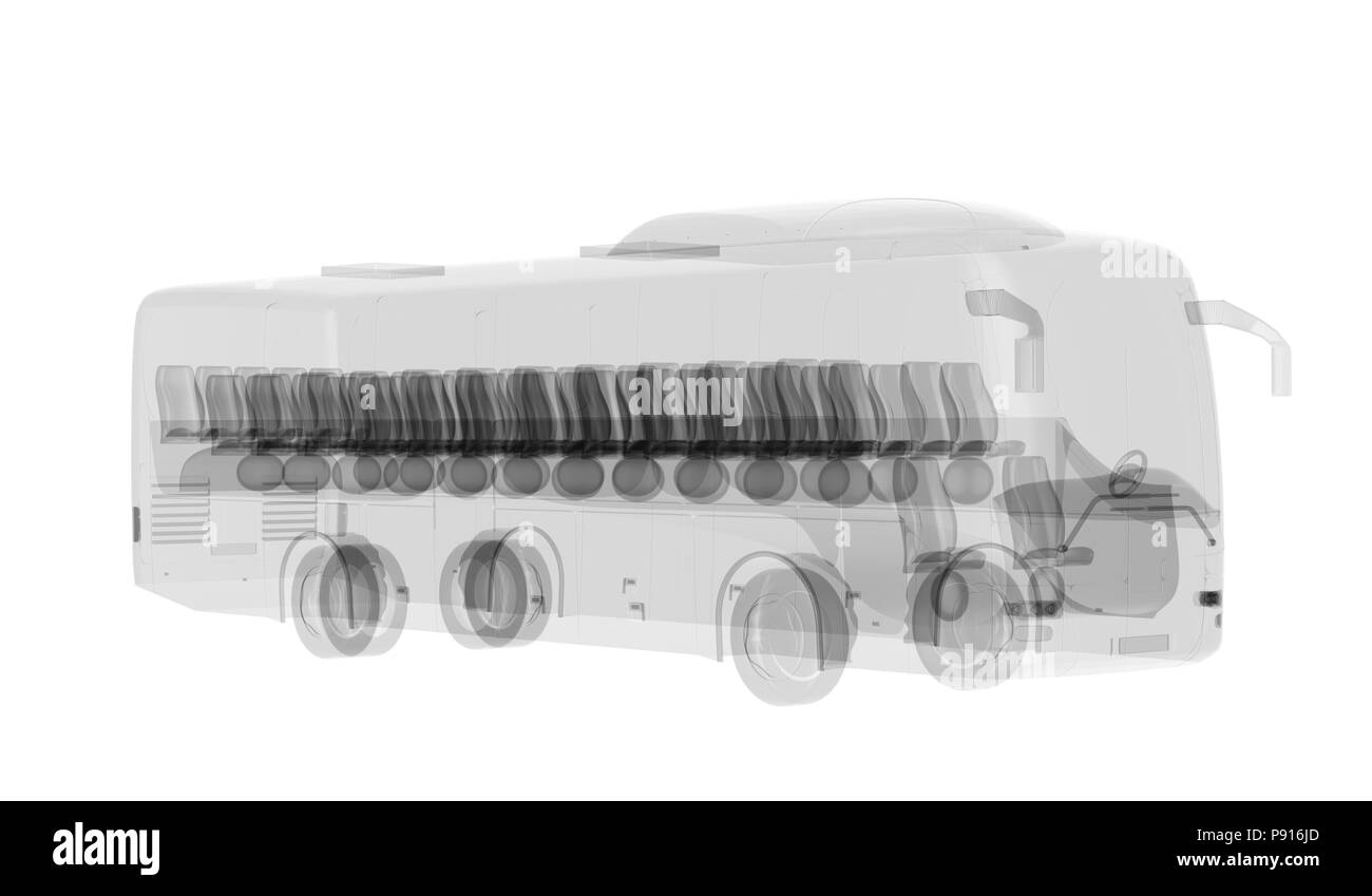 X-ray bus isolated on white. 3d render Stock Photo - Alamy