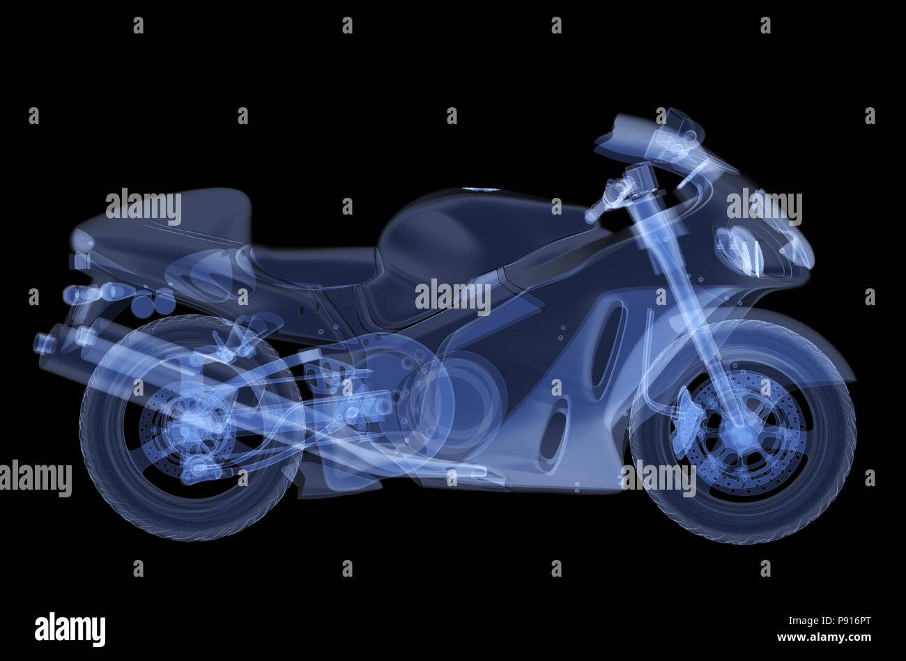 X-ray motorbike isolated. 3d render Stock Photo - Alamy