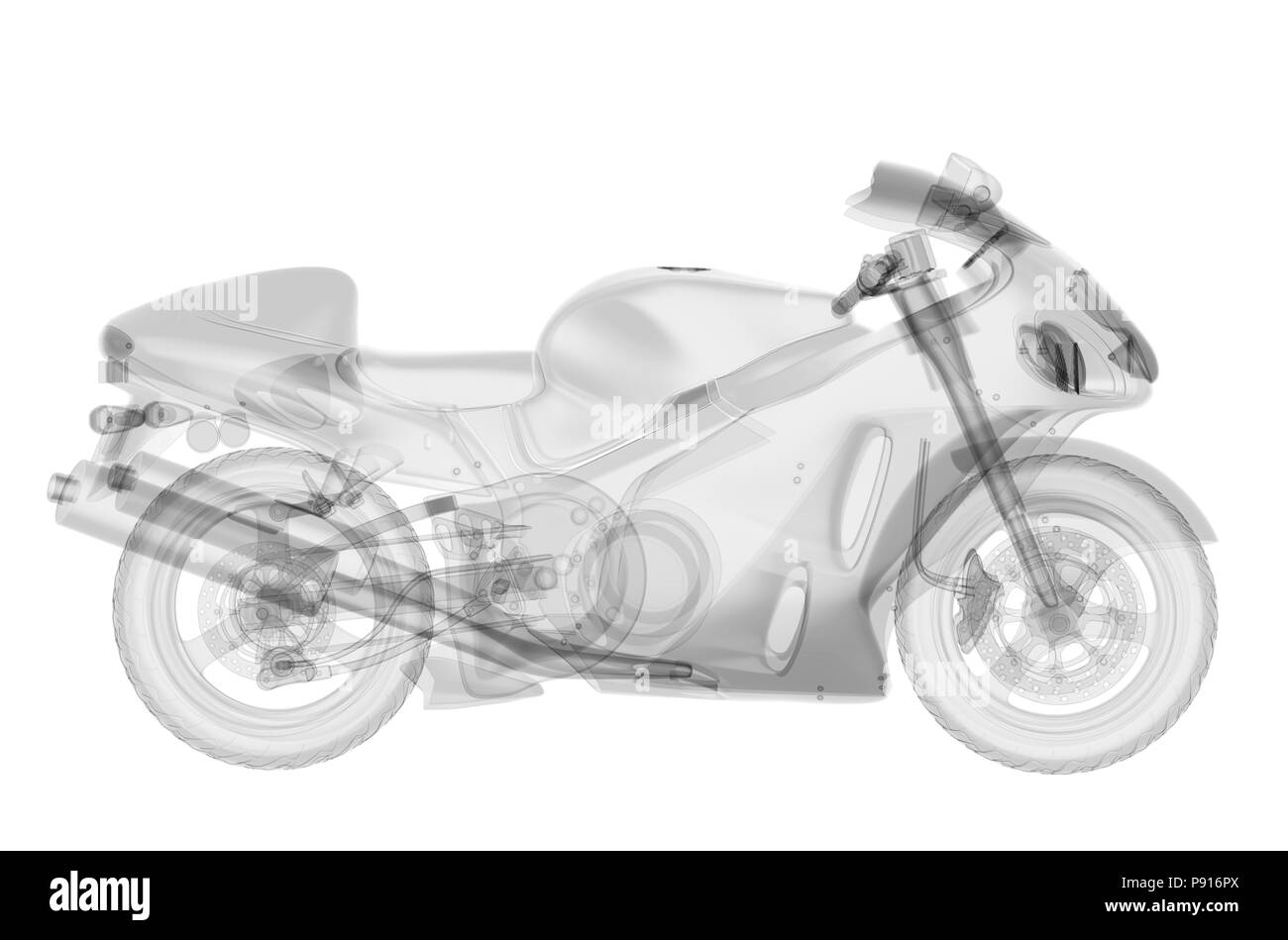 X-ray motorbike isolated. 3d render Stock Photo - Alamy