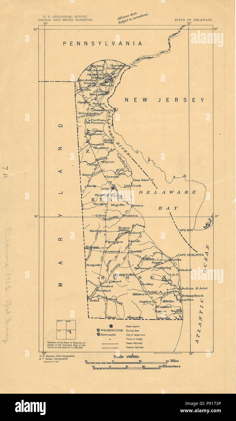 Map of delaware hi-res stock photography and images - Alamy