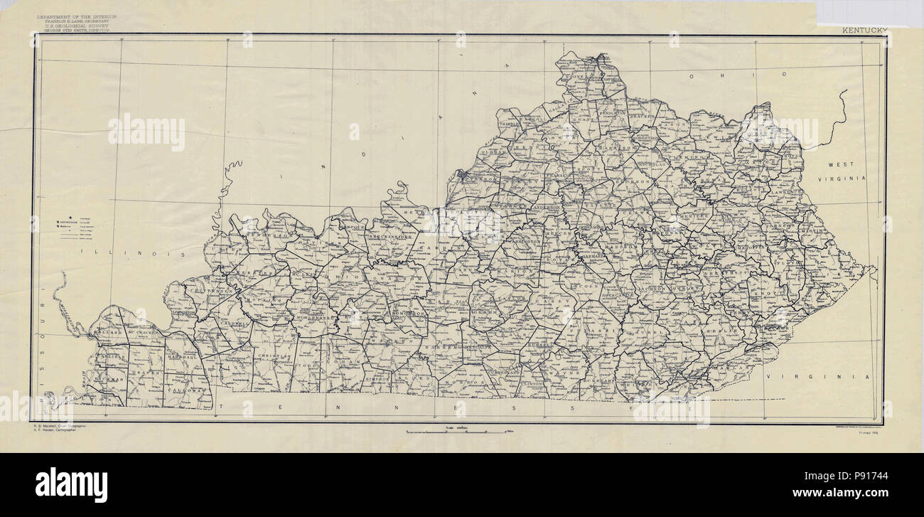 1916 kentucky map hi-res stock photography and images - Alamy