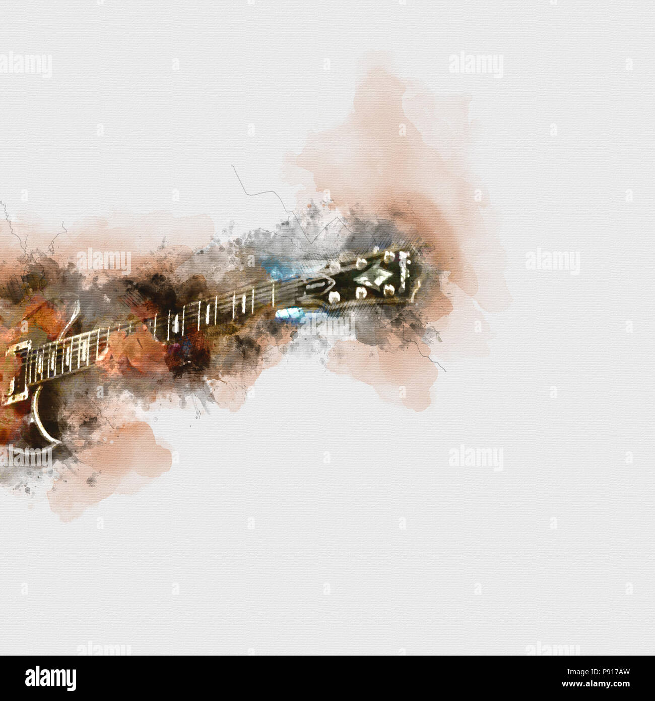 Abstract beautiful playing acoustic Guitar in the foreground on ...