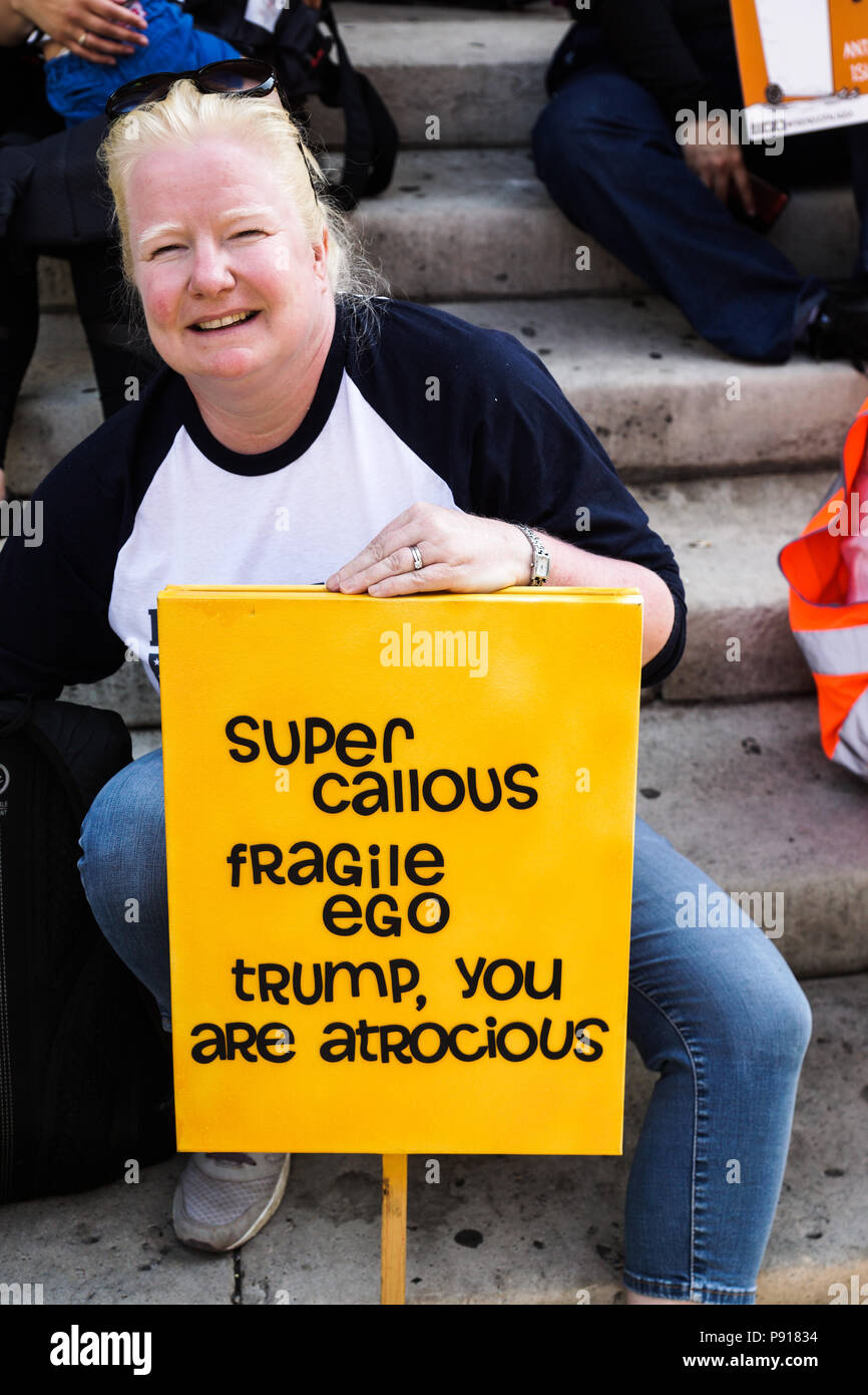 London, UK, 13 July 2018. NSFW. Pithy Comments on Placards at Trump ...