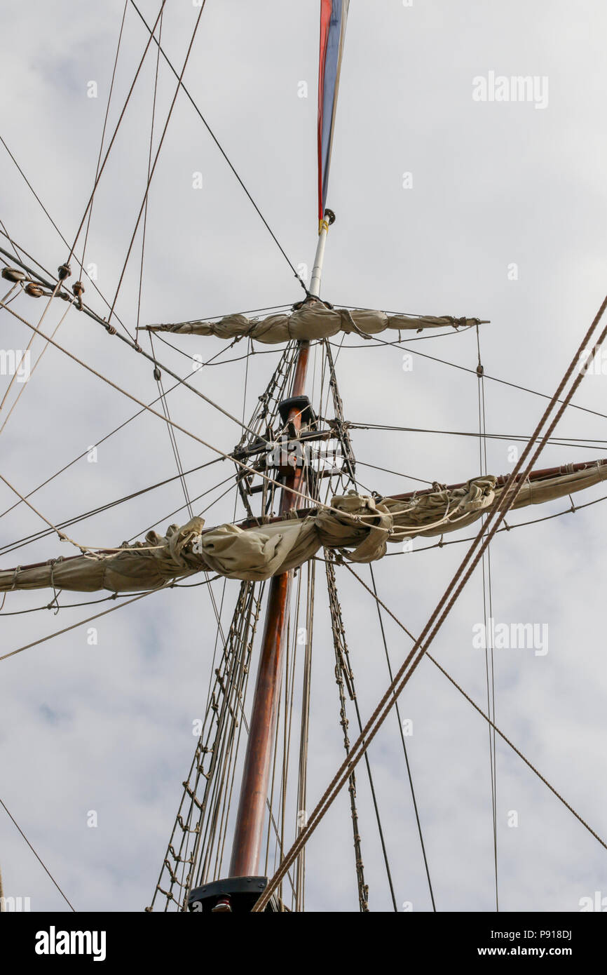 Sunderland, UK, Rigging of the Russian Ship Shtandart. Credit: Dan ...