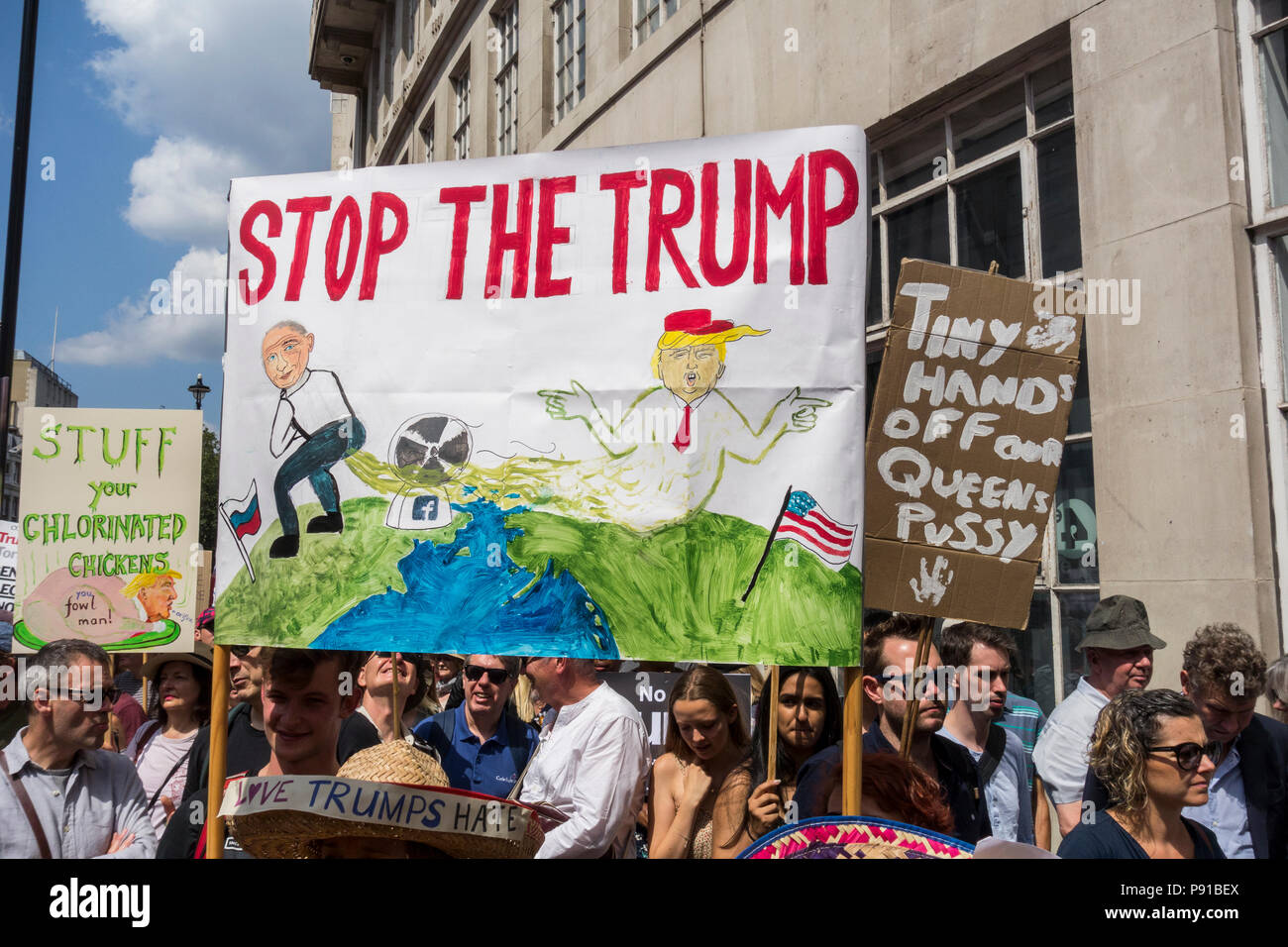 Stop The Trump placard - Protestors in London marching against Donald ...