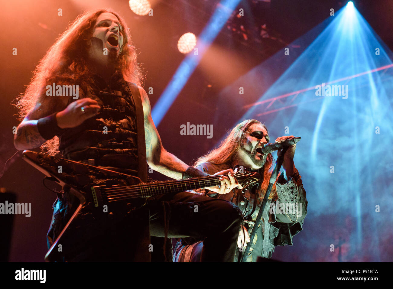 Saarbruecken, Germany. 29th July, 2016. Powerwolf guitarist Charles ...