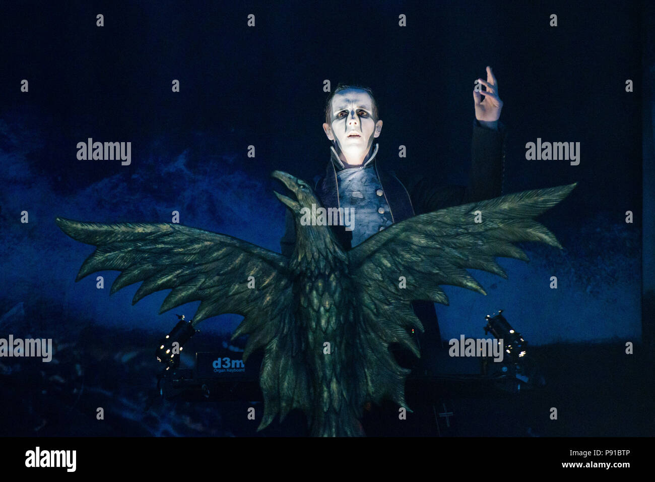 Saarbruecken, Germany. 29th July, 2016. Powerwolf organist Falk Maria ...