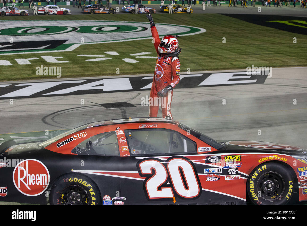 Sparta, Kentucky, USA. 13th July, 2018. Christopher Bell (20) wins the ...