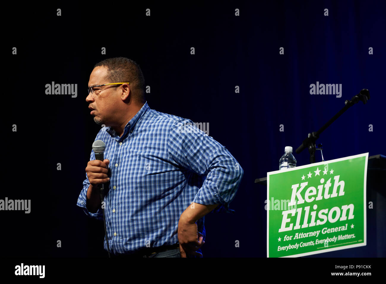 Minneapolis, USA, July 13 2018. Keith Ellison rally at First Avenue ...